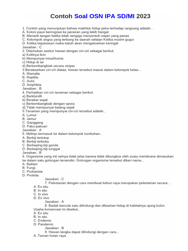 Contoh SOAL OSN | PDF