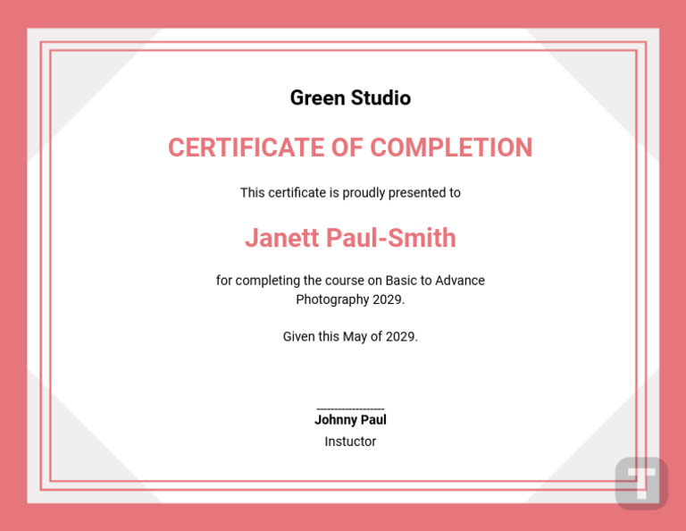 Photography Certificate Template | PDF