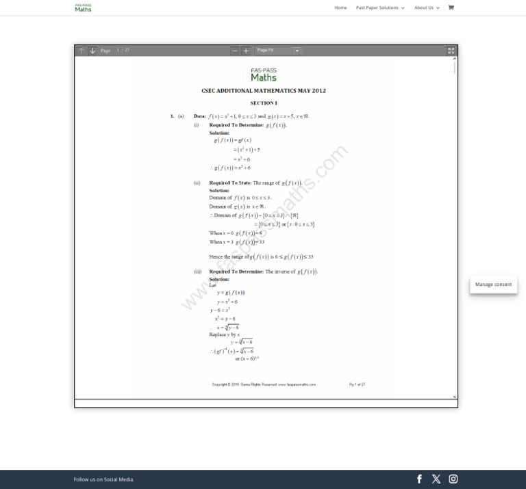 CSEC Add Maths - 2012 May - Fas-Pass Maths | PDF