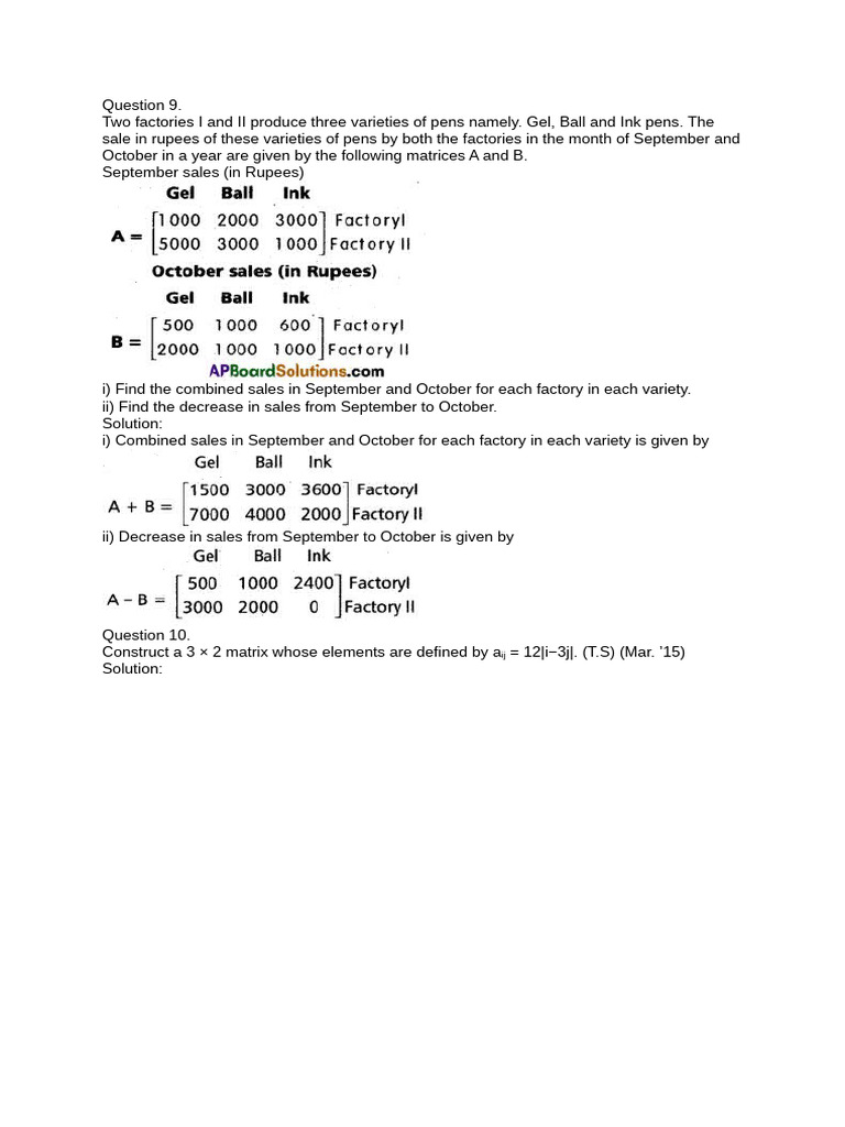 Maths Matrices Q 9 | PDF