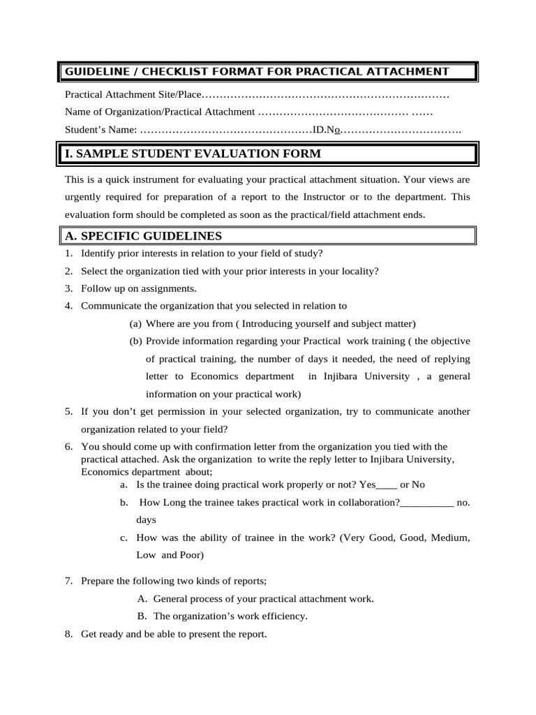 Economics Practical Attachment Checklist | PDF | Cognition | Business