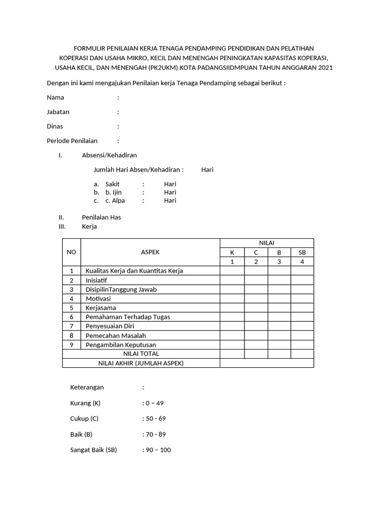 FORMULIR Evaluasi | PDF