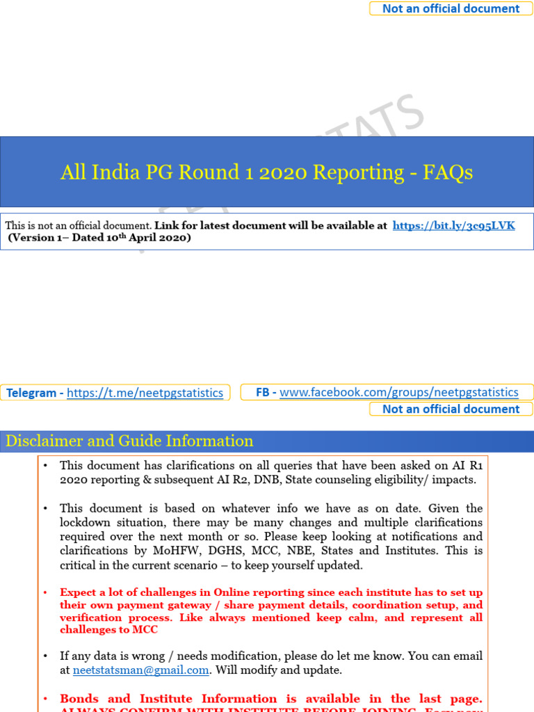 AI PG Round 1 2020 Reporting - FAQs-1 | PDF | Business