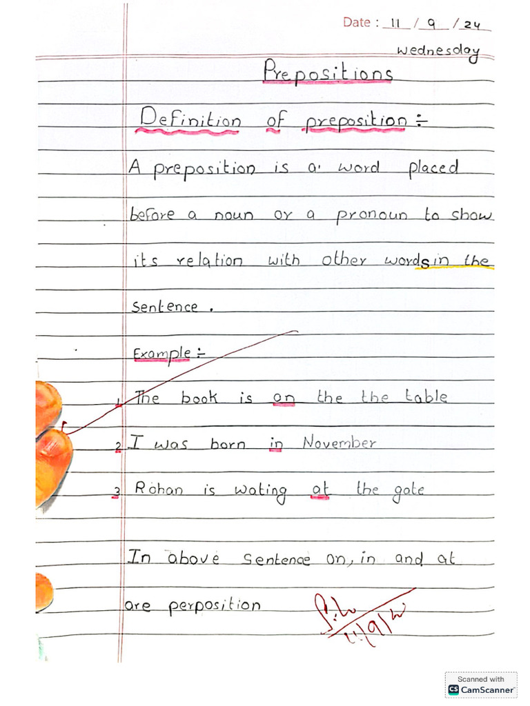 Definition of Preposition (std-4) | PDF