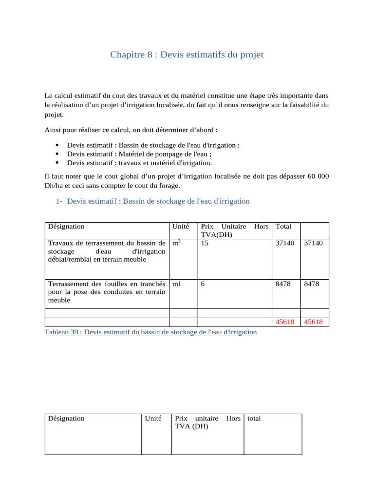 Chapitre 8 Devis | PDF