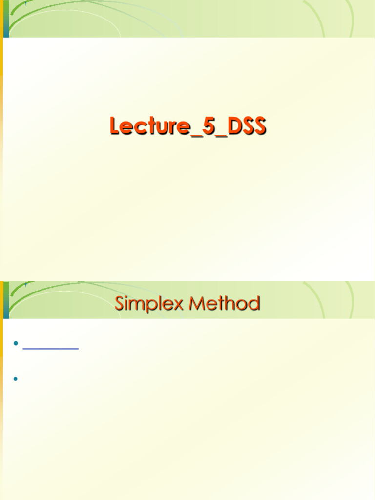 Lecture - 5 - Simplex Method | PDF