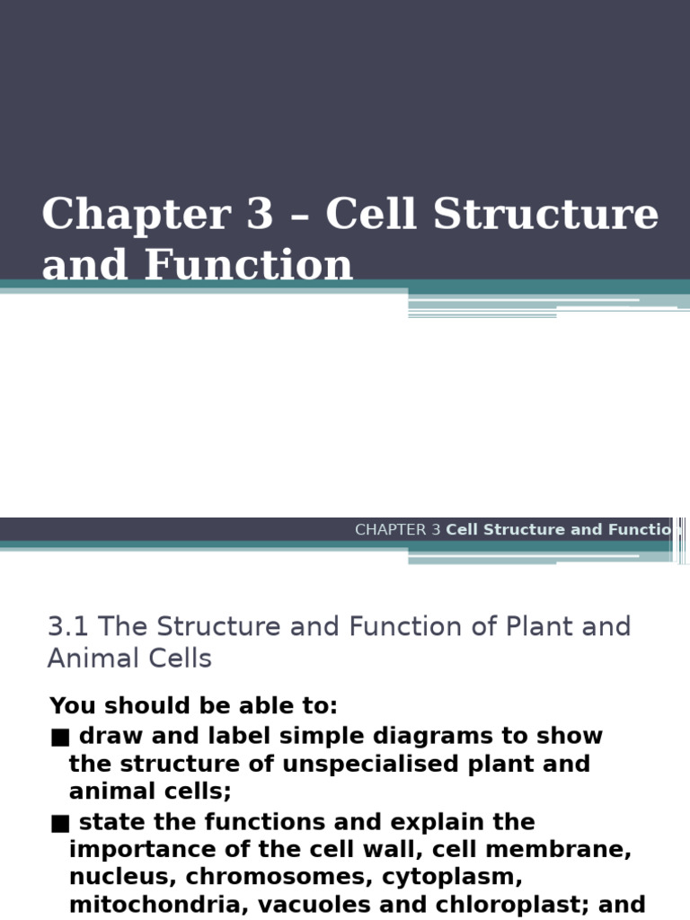 Chapter 03 - Cell Structure and Function | PDF | Cell (Biology) | Science & Mathematics