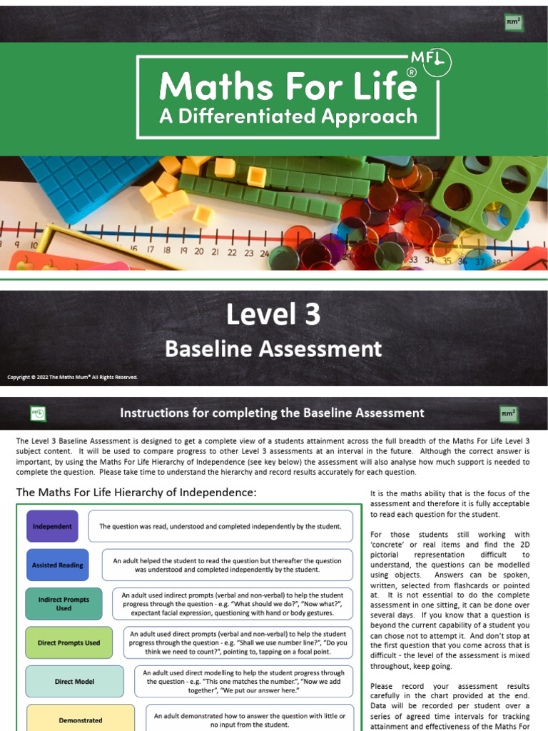 The Maths Mum® - Level 3 - Baseline Assessment | PDF | All Rights Reserved