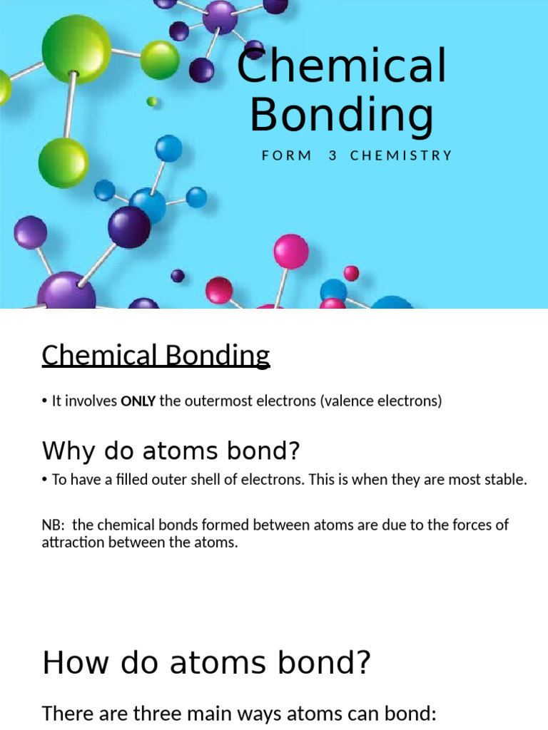 Bonding (Ionic and Metallic) - Form 3 Chem | PDF