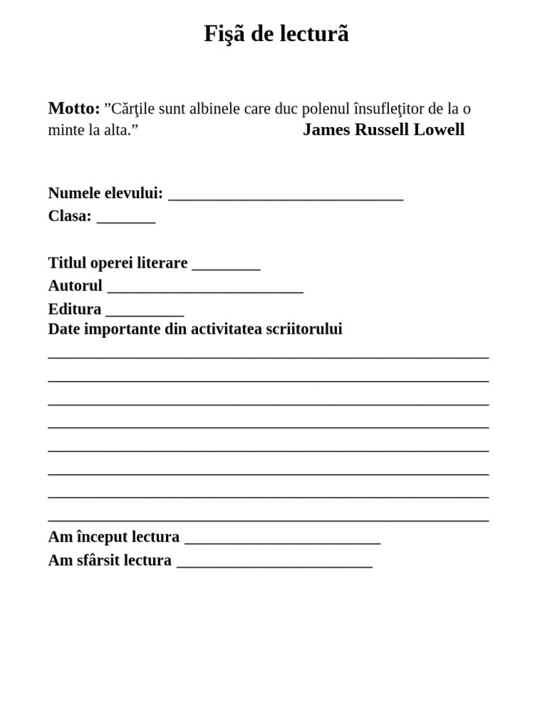 Fisa de Lectura | PDF