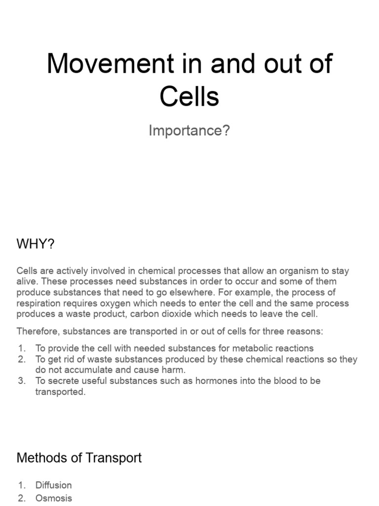 Movement in and Out of Cells | PDF | Osmosis | Diffusion