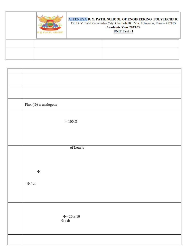 UT-1 model answer (1) | PDF