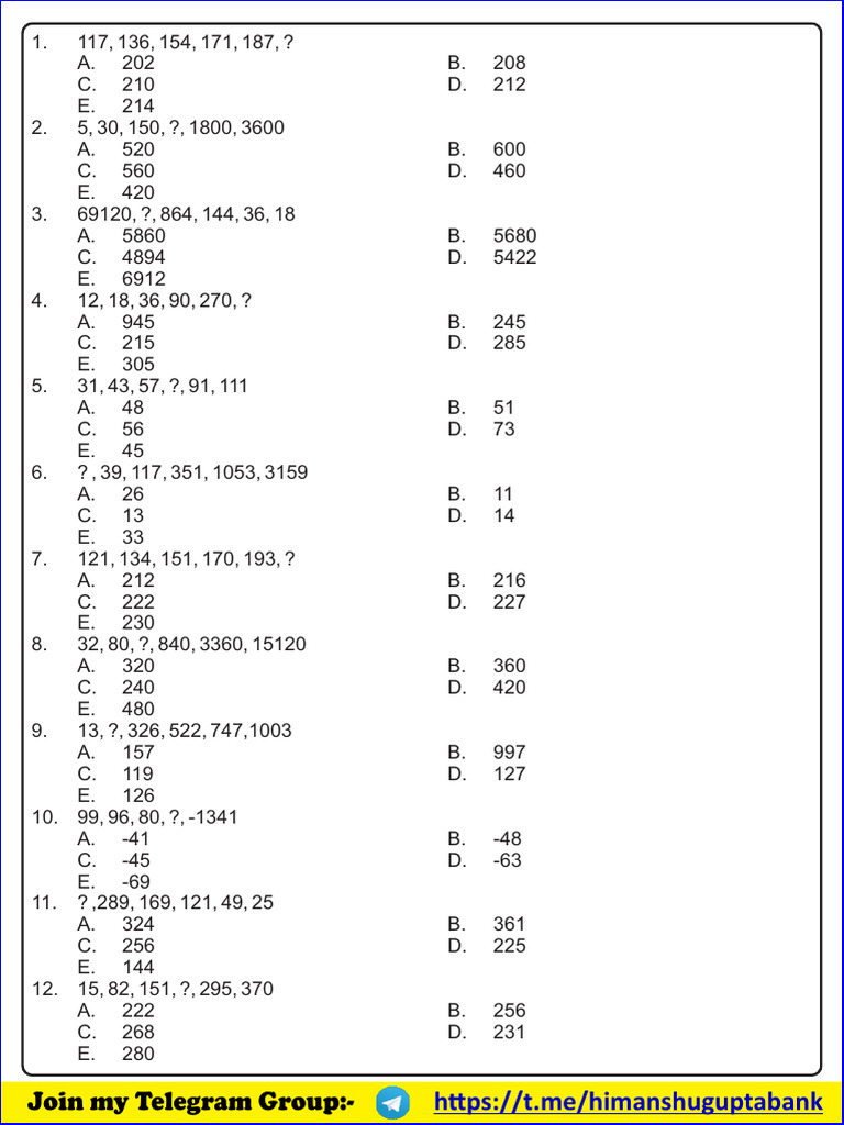 Missing Number Series Challenges | PDF