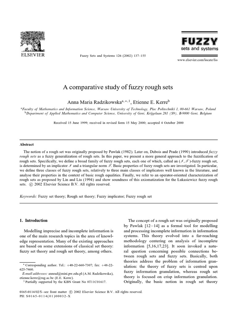 A Comparative Study of Fuzzy Rough Sets | PDF