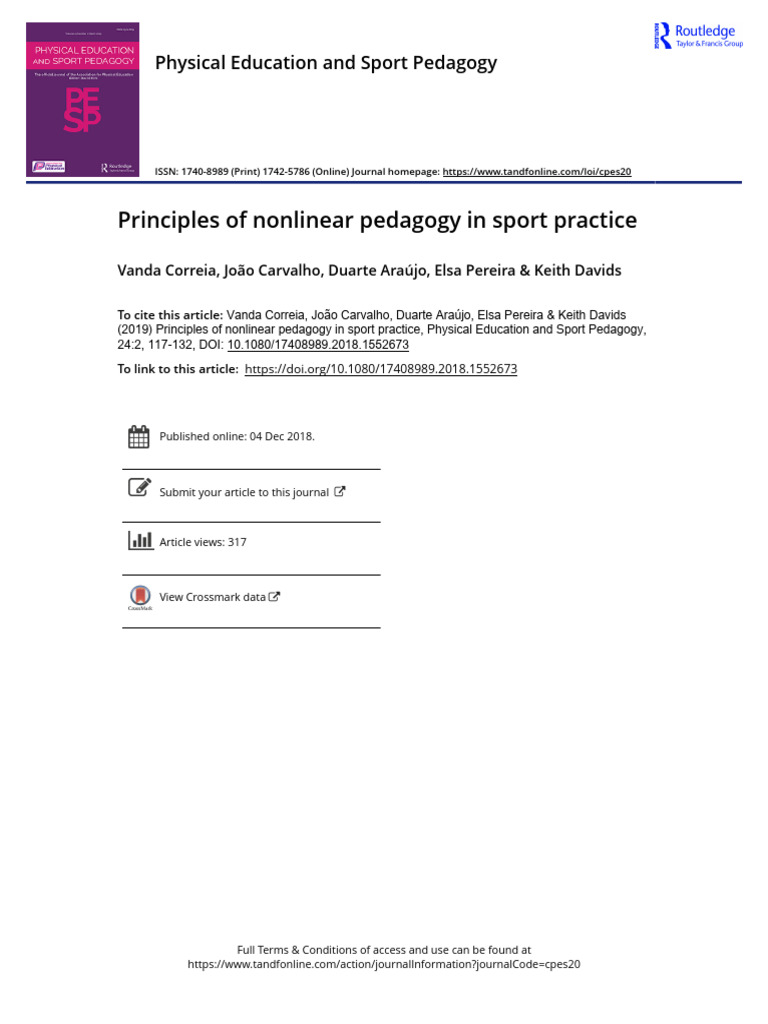Principles of Nonlinear Pedagogy in Sport Practice | PDF