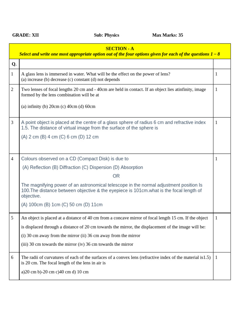 Grade-XII - Chapter 9 (35 Marks) | PDF