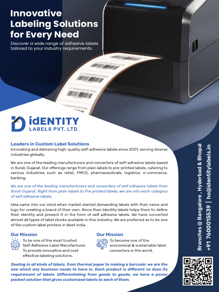 Idenitty Labels Private Limited Brochure | PDF | Printer (Computing ...