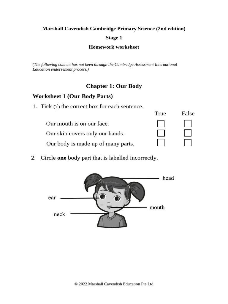 MCE Cambridge Primary Science 2E Stage1 HW WS C01 | PDF