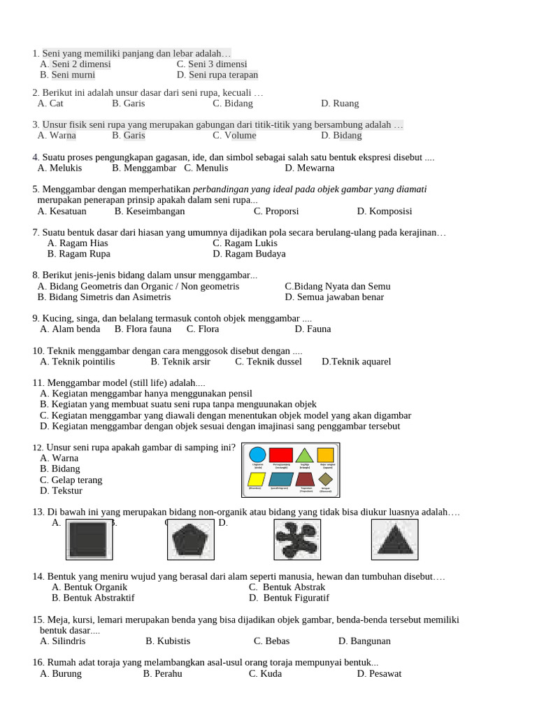 Soal Uas SBK Kelas 7 | PDF