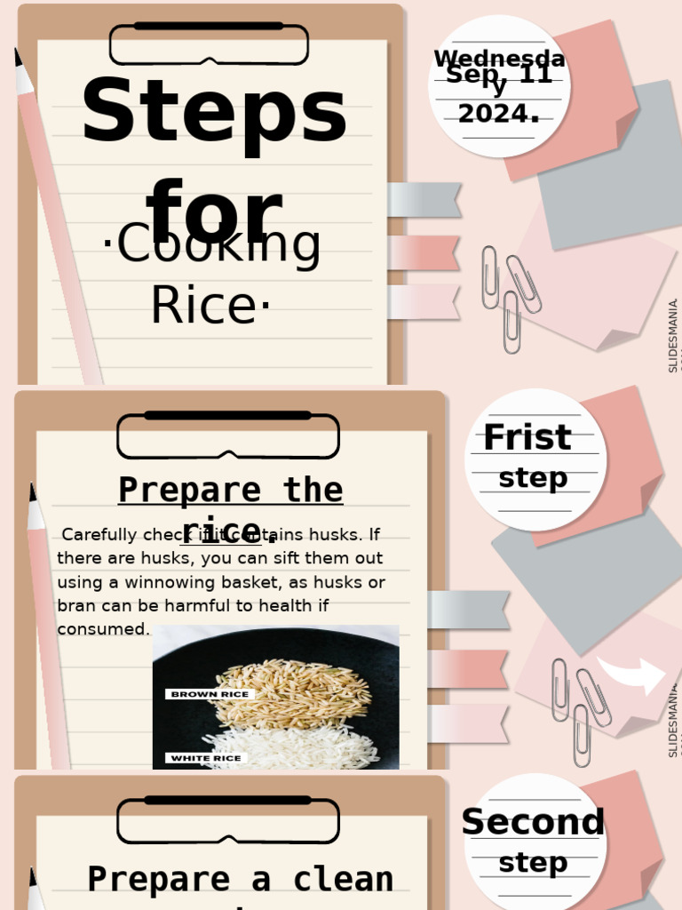 Steps in Cooking Rice | PDF | Cooking, Food & Wine | Wellness