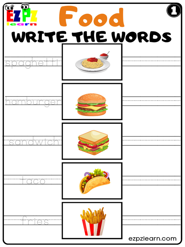 1 Food Write the Word | PDF