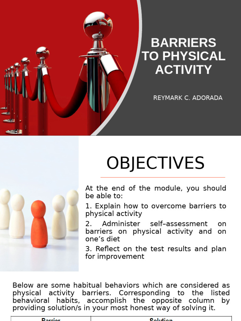 WEEK 2.1 BARRIERS TO PHYSICAL ACTIVITY | PDF