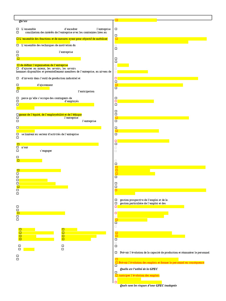 QCM en GRH | PDF | Negocios