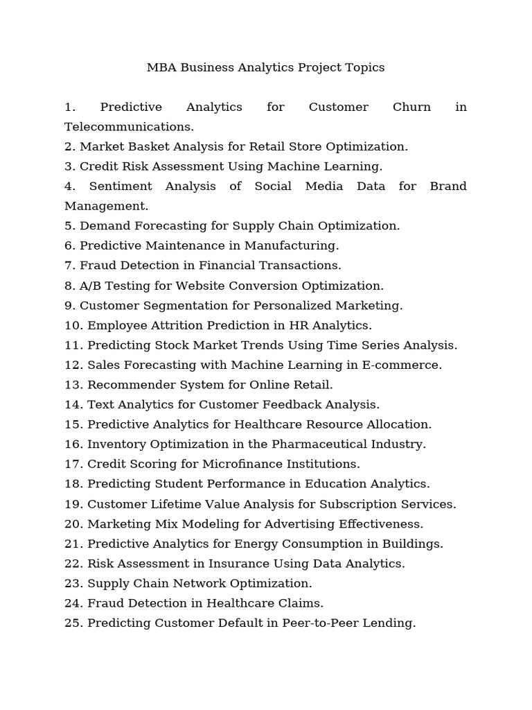Business Analytics SIP Titles | PDF