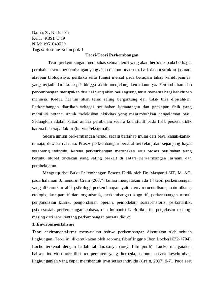 Resume Teori Perkembangan PPD | PDF