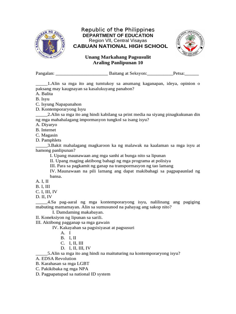 AP 10 1ST QUARTER | PDF