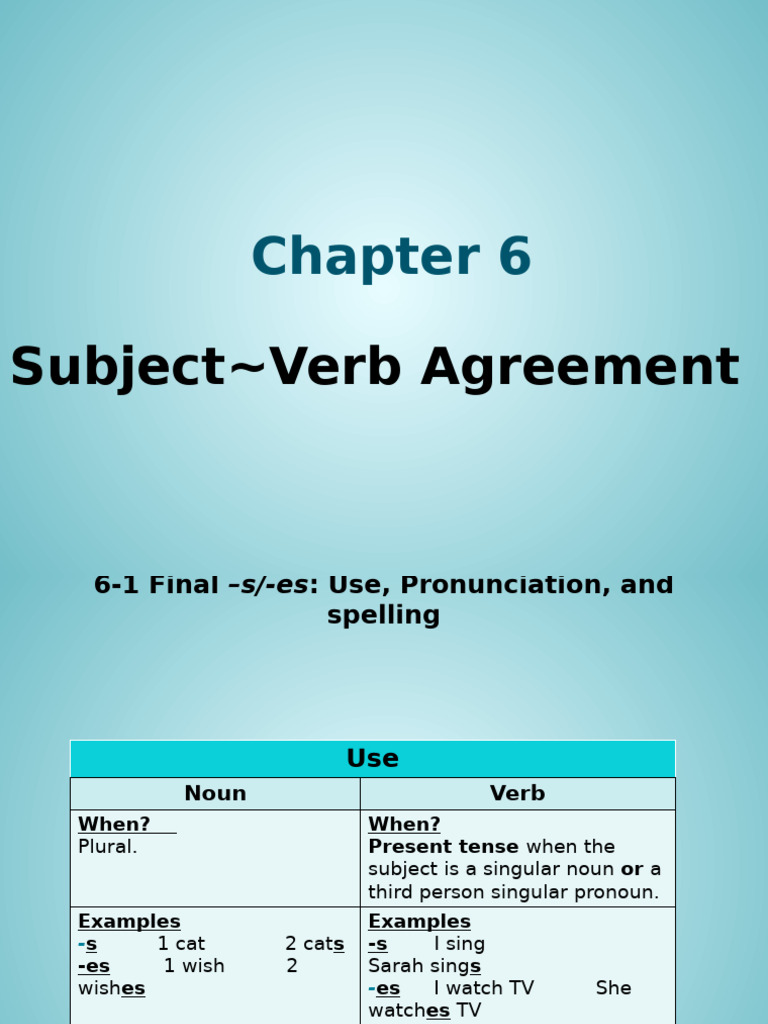 CH 6, Subjet Verb Agreemnt | PDF