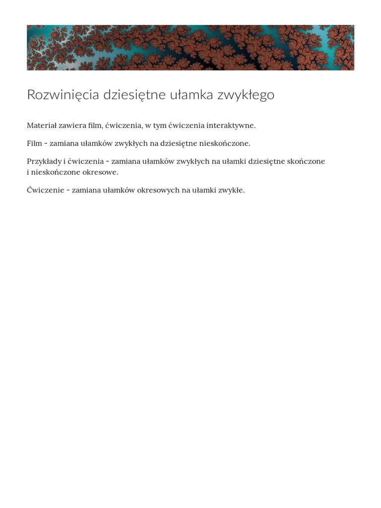 Rozwiniecia Dziesietne Ulamka Zwyklego | PDF Rozwiniecia Dziesietne Ulamka Zwyklego | PDF