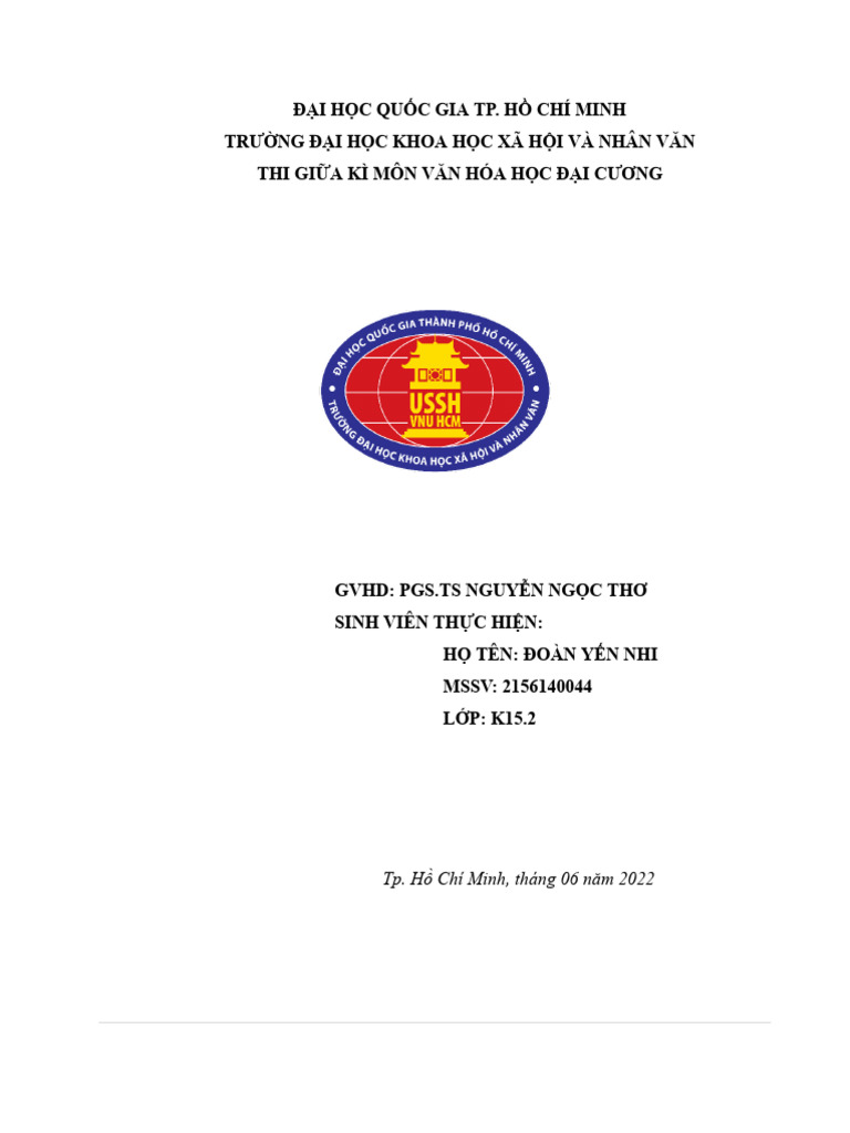 K15.2-ĐOÀN YẾN NHI-2156140044 | PDF | Ho Chi Minh City | Vietnamese People