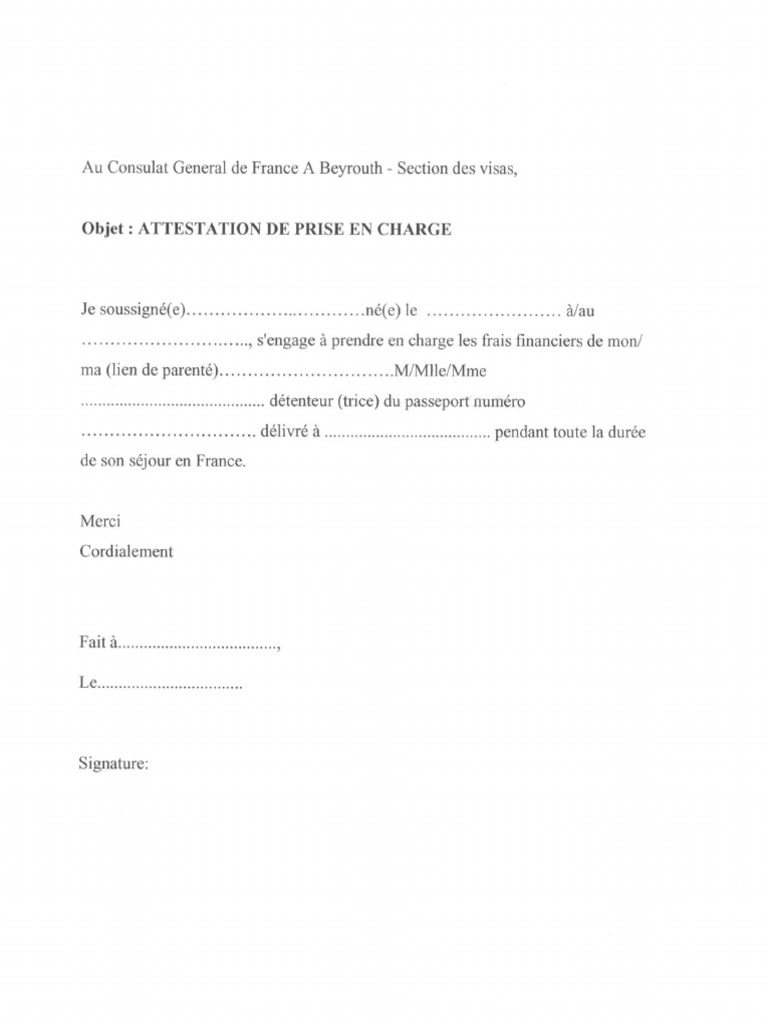 Attestation de Prise en Charge | PDF