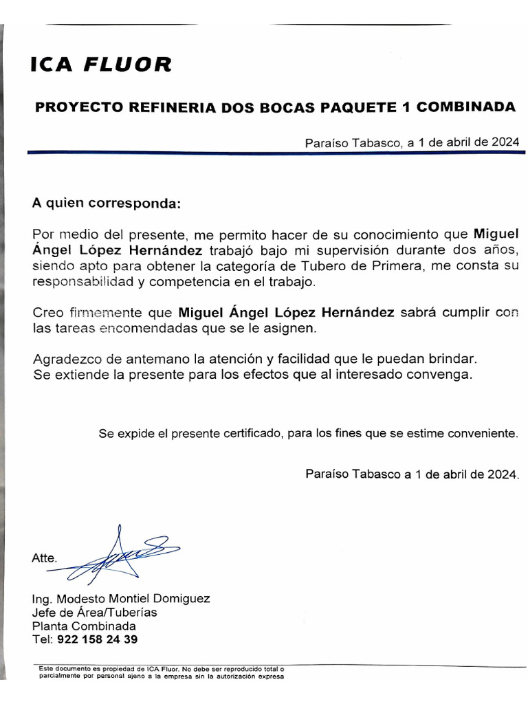 Carta Recomendación Combinada | PDF