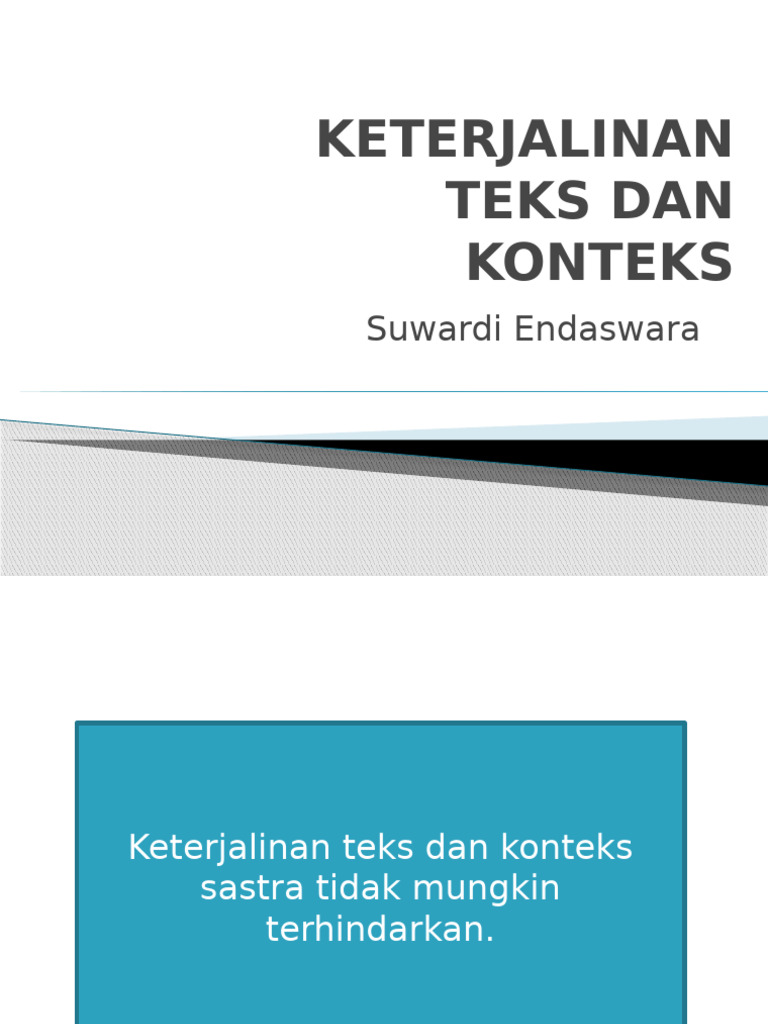 Keterjalinan Teks Dan Konteks (Suwardi) | PDF