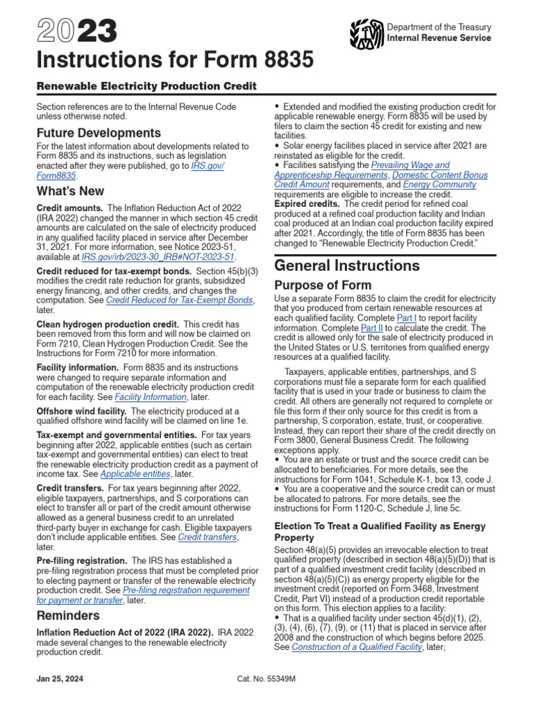 Instructions For Form 8835: Future Developments | PDF