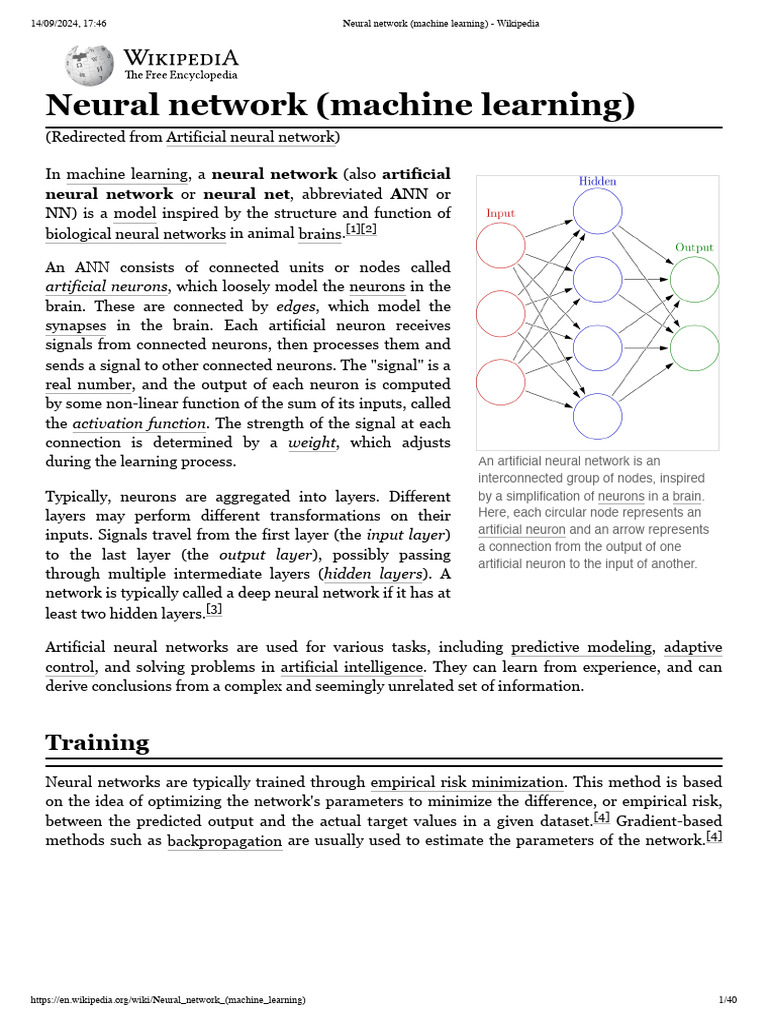 Neural Network (Machine Learning) - Wikipedia | PDF | Artificial Neural ...