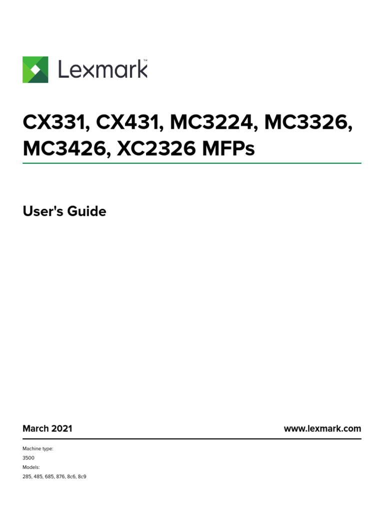 Lexmark CX331 CX431 MC3224 MC3326 MC3426 UsersGuide en | PDF
