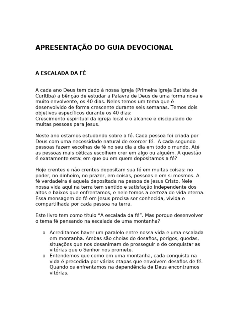 Guia Devocional: A Escalada da Fé | PDF | Fé | Religião e Espiritualidade