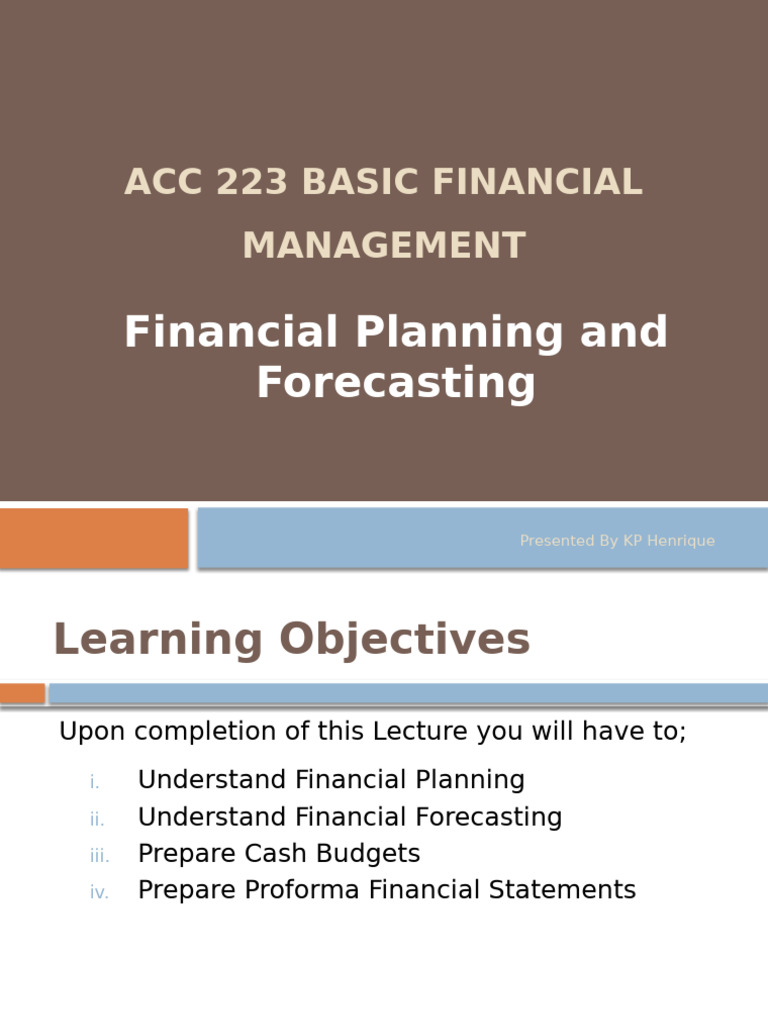 Financial Planning and Forecasting (Autosaved) | PDF | Equity (Finance ...