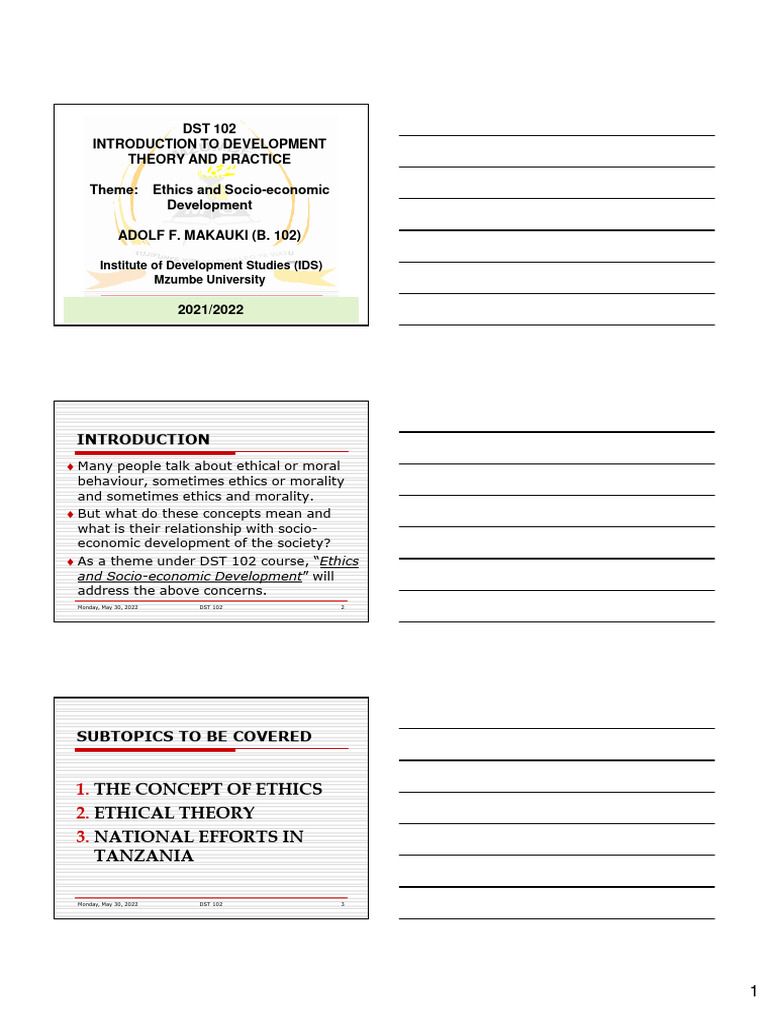 DST 102 - Ethics & Socio-eco Dev SLIDES | PDF