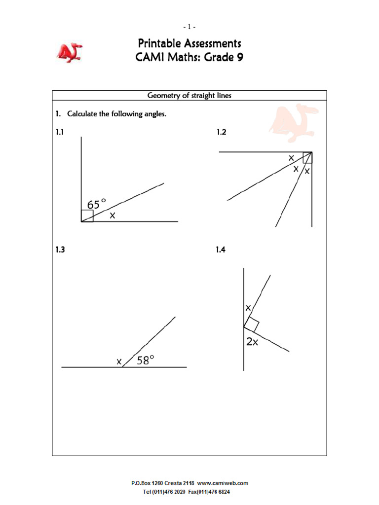 Grade 9_Geometry of straight lines | PDF