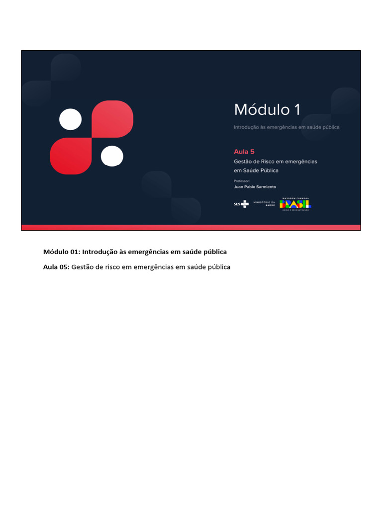 Curso Básico de Emergências em Saúde - MOD1 - AULA5 | PDF