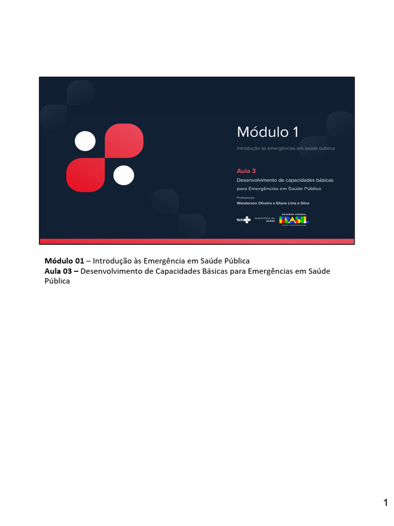 Curso Básico de Emergências em Saúde - MOD1 - AULA3 | PDF
