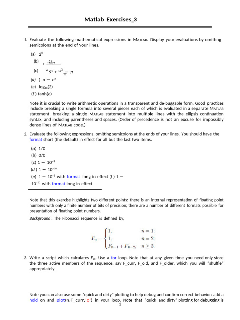 Matlab Exercise - 3-1 | PDF