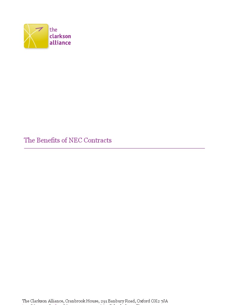 Benefits Of Nec Contracts Pdf General Contractor Project Manager