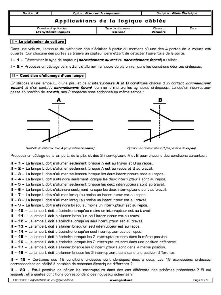 01 - Exercice - Logique - Cablee | PDF