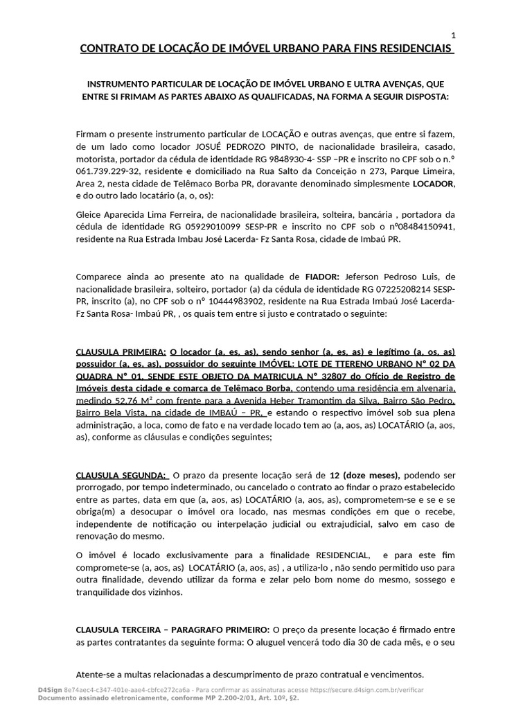 Contrato Caso Imba Docx D4Sign | PDF