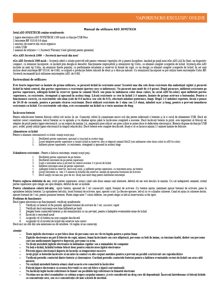 Manual Aio Joyetech | PDF
